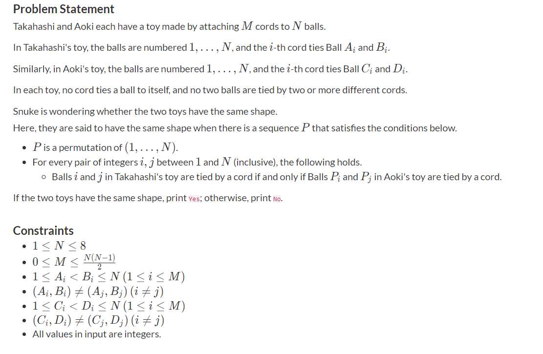 AtCoder abc232_c. Graph Isomorphism 题解（全排列函数的应用） - AcWing