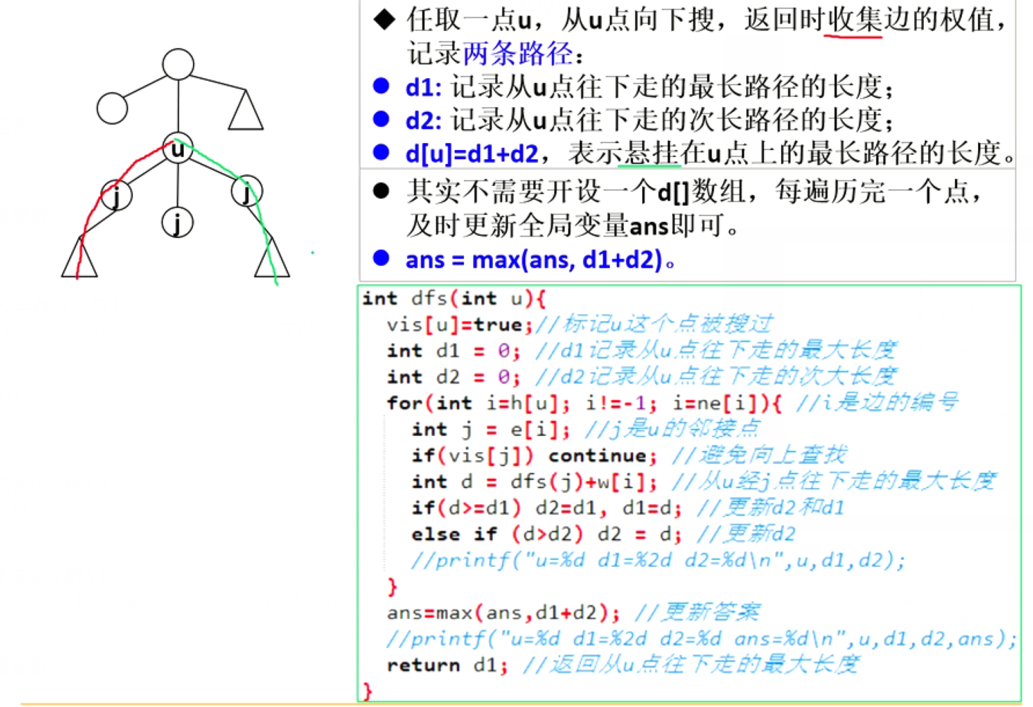 Acwing 1072 树的最长路径 Acwing